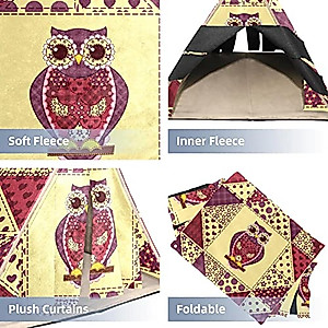 RATGDN Small Pet Hideout Owl Dots Pattern Hamster House Guinea Pig Playhouse for Dwarf Rabbits Hedgehogs Chinchillas