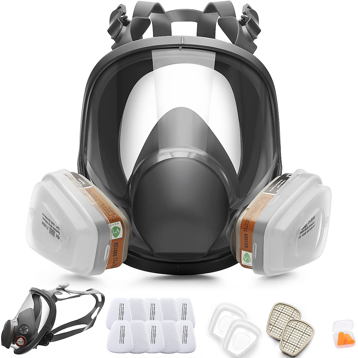 Respirator Mask Full Face Reusable Gas Mask Large Screen Organic Vapor Mask and Anti-fog for Painting, mechanical polishing, logging, welding, Against Dust, Polishing,Staining,Sanding &Cutting 4006