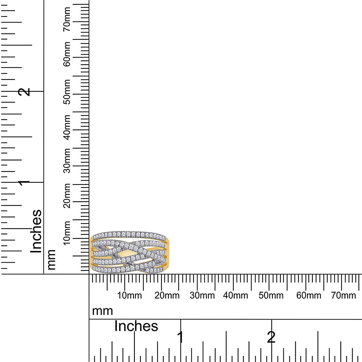 AFFY 5/8 Round Cut White Natural Diamond Multi-Row Crossover Ring in 10k Solid Yellow Gold Jewelry For Gift Women (Color: I-J, Clarity: I2-I3, 0.62 Cttw)-11.5
