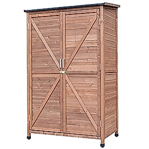Wooden Garden Tool Storage Cabinet, Extra Tall Outdoor Shed for Patio Furniture, Lawn Mower, Backyard Storage Organizer, Large Lockable Garden House (Size : A)