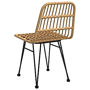 vidaXL 2X Patio Chairs Garden Outdoor Lawn Terrace Balcony Backyard Dining Dinner Dinette Sitting Chair Seat Seating Furniture PE Rattan