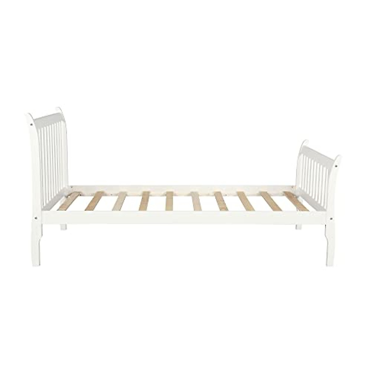 HBRR Wood Platform Bed Frame Twin Wood Bed Frame with Headboard and Footboard, 10”Height for Underbed Storage/No Box Spring Needed/Wooden Slats Support, White