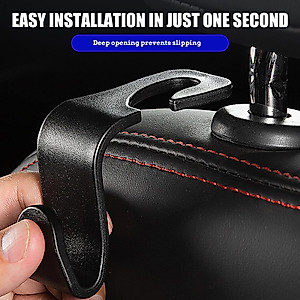 UGSHY 4 PCS Car Seat Headrest Hook, Hanging Hidden Hook to Increase Storage Space, Wallet Umbrella Handbag Rear Seat Organizer Super Load-Bearing S-Shaped Hook, Universal Accessory for Cars (Black)