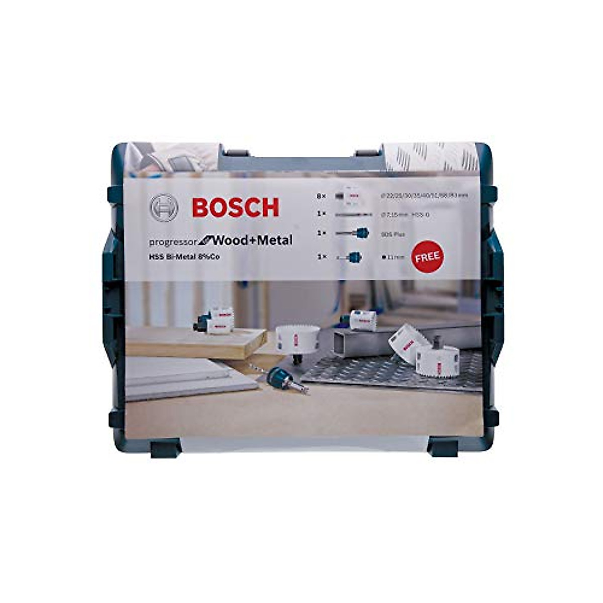 Bosch Professional 2608594271 11-Piece Hole Saw Progressor for Wood & Metal Set (in L-Boxx, Drill Accessories), Colour, Size