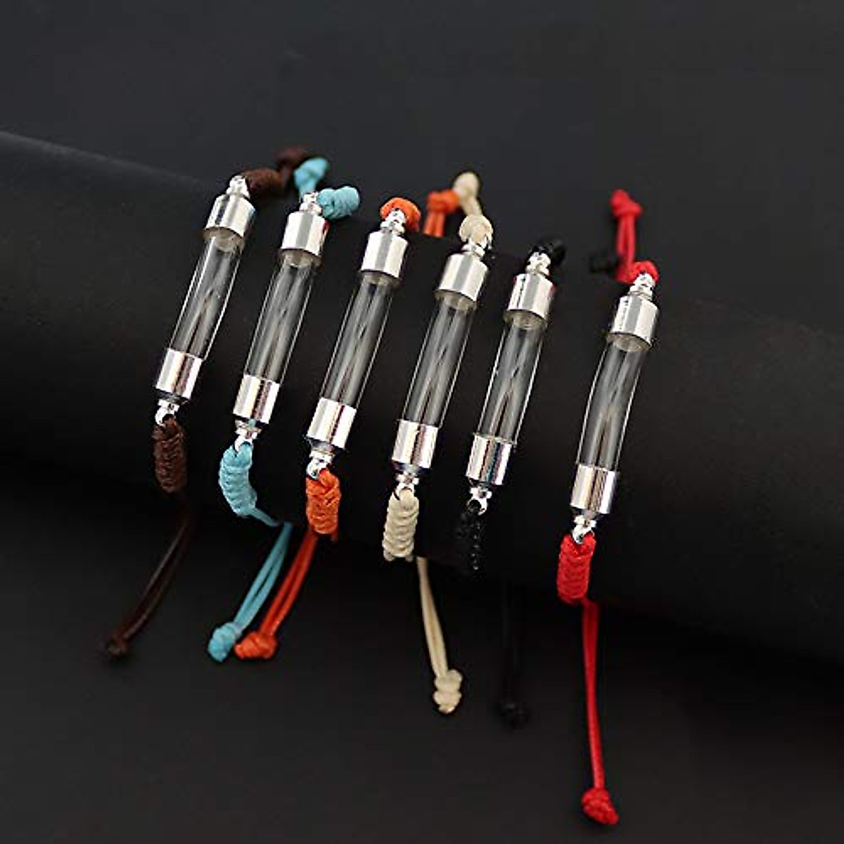 2PCS Fillable Glass Vial Bracelets Keepsake Urn Bracelts for Ashes Glass Urn Bracelets for women(Blue Bracelet)