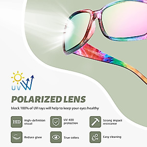 LVIOE Polarized Rhinestone Inspired Designer Sunglasses for Women Trendy Rectangle UV400 Shade LS907