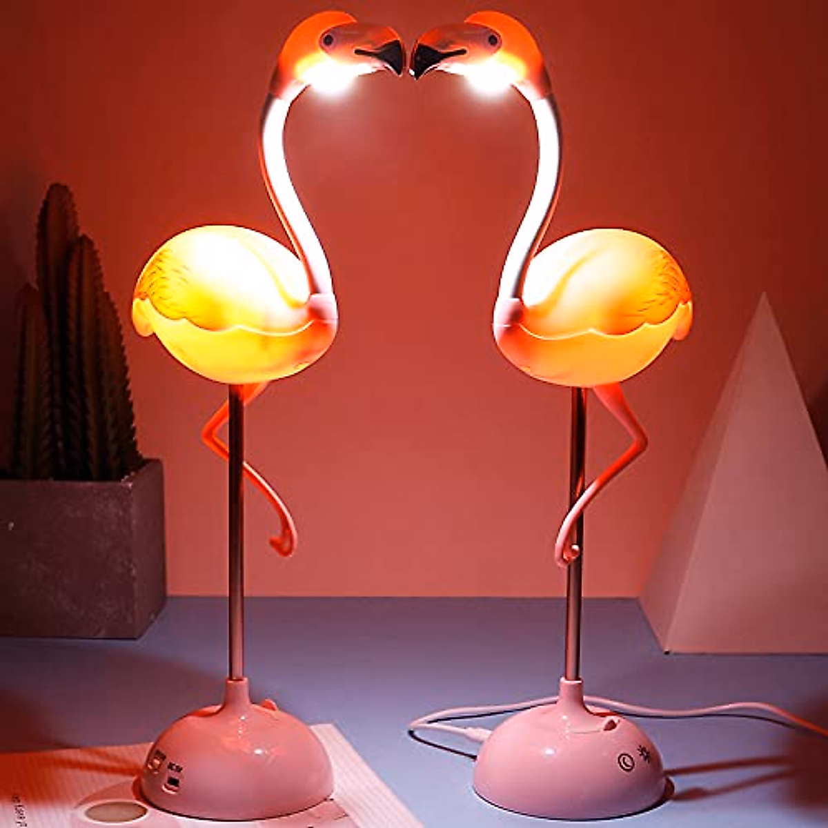 Fantasee Flamingo Desk Lamp USB Bedside Table Lamp Nursery Night Light Touch Dimmable for Child Kids Students Bedroom Living Room Dorm Reading Birthday Party Gift (Pink Flamingo)