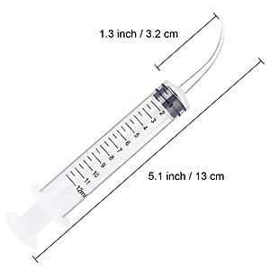 Benvo 6 Pack Disposable Dental Syringe 12ml with Curved Tip Dental Irrigation Syringe for Mouthwash Oral Care, Tonsil Stones Squirt Liquid Injection, Oil, Glue, Lab Pet Feeding(With Clear Measurement)