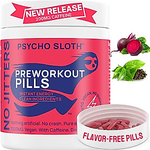 Pre Workout Pills - Endless Energy · Endurance · Laser Focus · Pump · No Jitters No crash | Vegan Pre Workout for Women & Men · 0% Artificial, Nitric Oxide, Beet, Organic Natural Pre Workout, 60 Pills