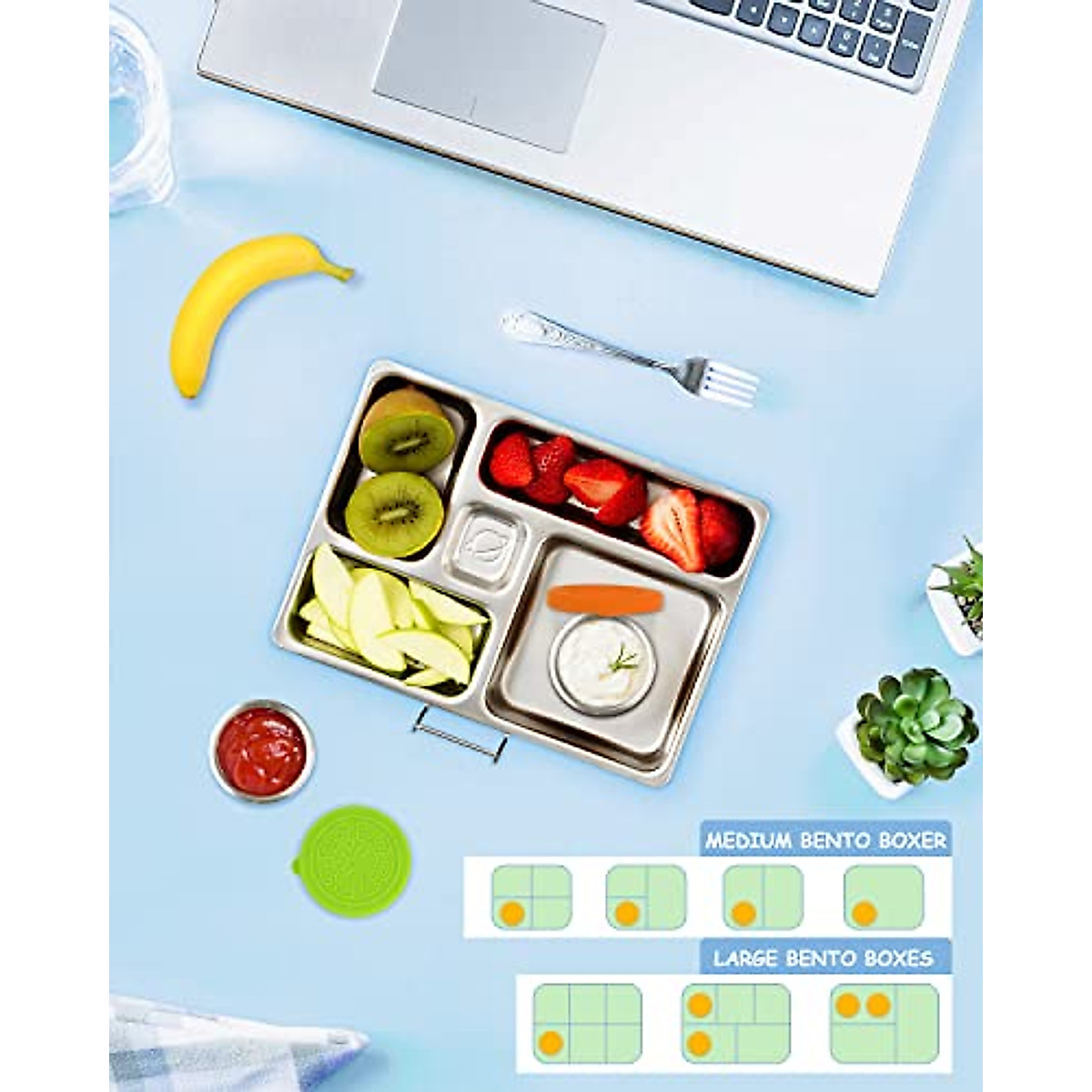 ENTESI Salad Dressing Container, Stainless Steel Condiment Containers with Lids Fits in Bento Box for Lunch Leakproof Reusable Small Sauce Cup Food Dip Snacks Storage