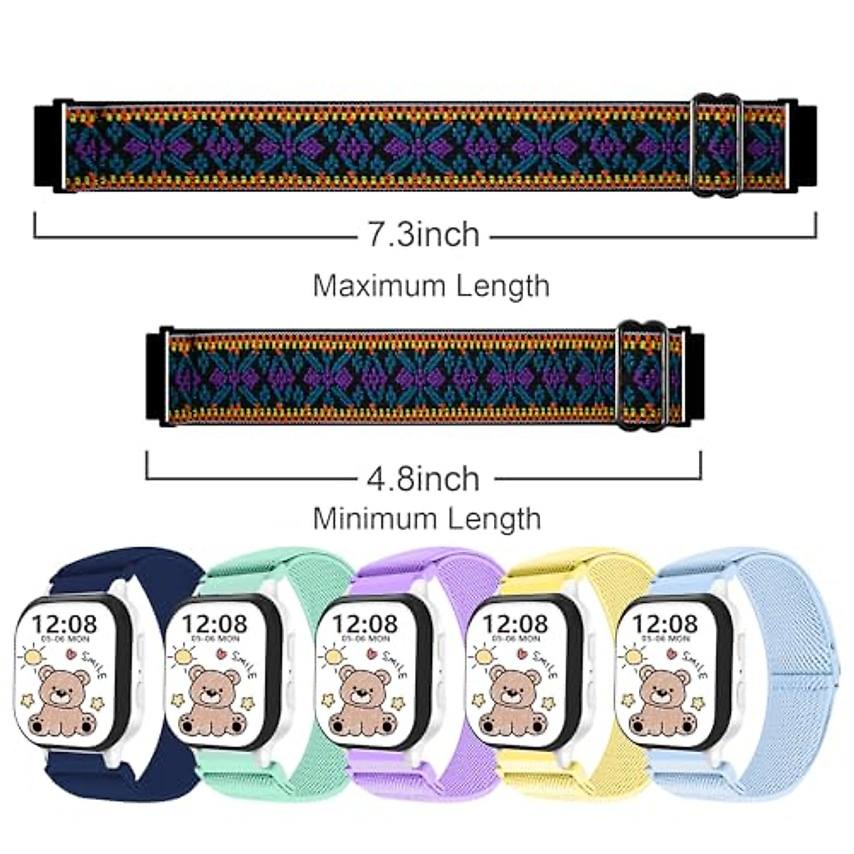 Khxriypha Nylon Band Replacement for Kids Compatible with Gizmo Watch Edition/Gizmo Watch 3/2/1 Gabb Watch/SyncUP Watch Elastic Sport Loop Bands with Adjustable Buckle for Girls/Boys