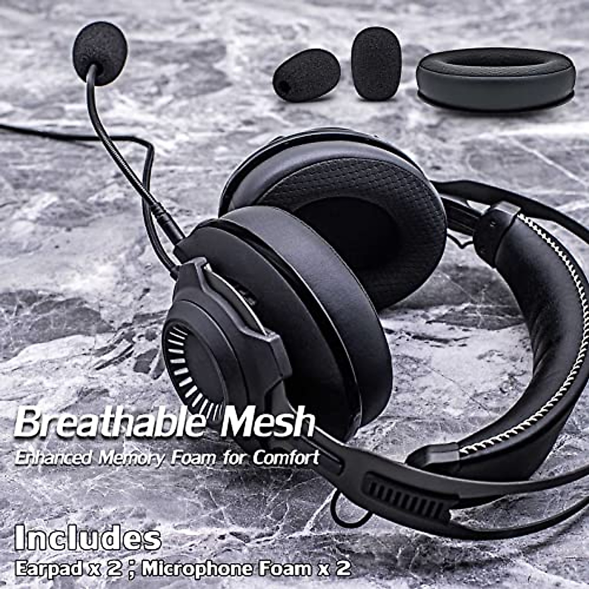 Revolver Ear Pads for Cloud Revolver / Revolver S Headset I Thicker 1 Inch Enhanced Memory Foam - Hybrid Mesh Upgrade More Comfort by DIMOST