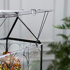 Vellon Large House Shape Glass Plant Terrarium for Foliage Succulent Bonsai Air Plant, Indoor Greenhouse, Planter Box, Black - 9.1 x 5.75 x 10.8”