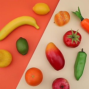 Gresorth 32pcs Fake Fruits Foods + Cards Play Toy Sets Kids Preschool Learning Education Tool Home Kitchen Decor with Storage Gift Boxes for Boys Girls Birthdays Christmas New Year Party Gift