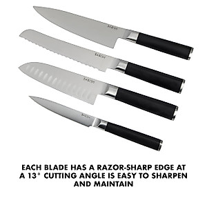 Babish 5 Piece 1.4116 German Steel Magnetic Forged Kitchen Knife Block Set