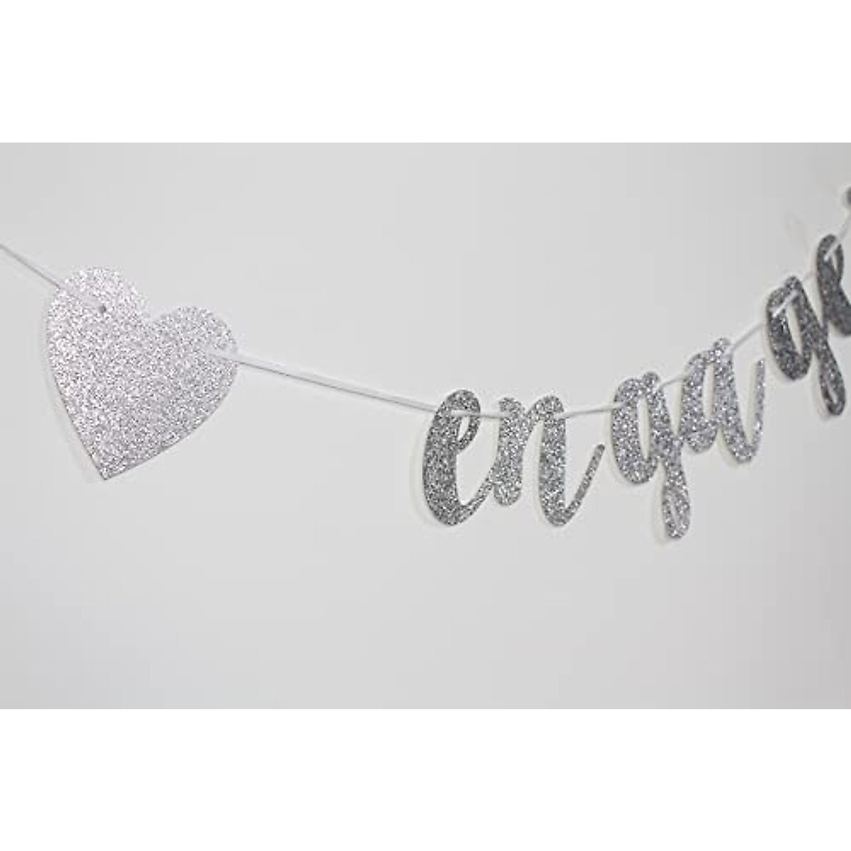 zxyxka Happy Engagement Banner, Candy/Dessert/Food/Ice Cream/Hotdog/Cupcakes/Popcorn/Drinks Table Decorations Sign for Home Party, Wedding/Engagement Party(Silver)