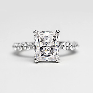 Michooyel S925 4ct Radiant Cut Cubic Zirconia Engagement Rings For Women Wedding Ring Promise Ring Sterling Silver Diamond Wedding Band