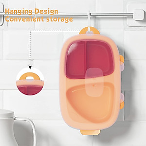 Kids Divided Plate, 3 PCS(Plate with Lid and Inner Dish), Toddler Dishes Tableware, Dishwasher-Safe for Baby Feeding Dinner Plate (Tangerine)