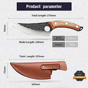 Golden Bird Meat Cleaver Knife Hand Forged Butcher Breaking Knife Set Professional Boning Knife with Sheath German Carbon Steel Kitchen Knives Pack for Home, Camping, Outdoors