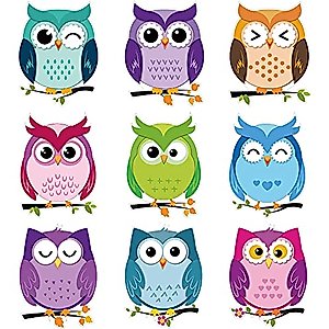 45 Pieces Colorful Owls Cut-Outs, Owls Accents Paper Cutouts Owls Name Tags Labels Owls Themed Party Bulletin Board Classroom Decoration for Teacher Student Back to School Party Supply 6.7 x 5.5 Inch