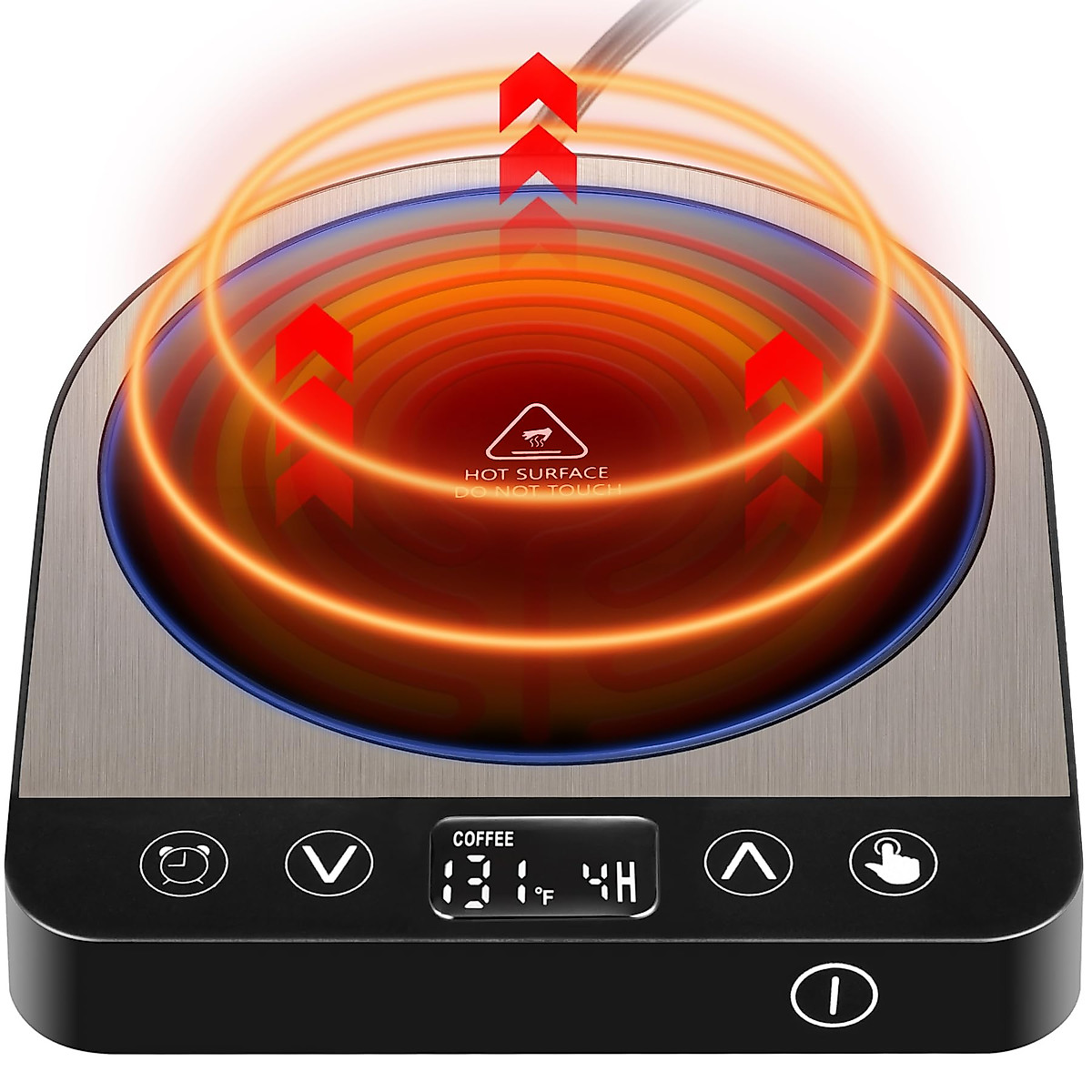 Rigstne Coffee Mug Warmer - 50W Mug Warmer for Desk, Coffee Cup Warmer Fast Heating, Candle Warmer Plate for Travel, Office and Home, 15 Temp Settings, Black