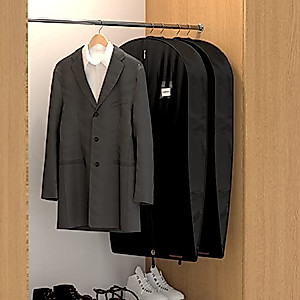 HANGERWORLD Black 44in Nylon Gusseted Garment Bags for Hanging Clothes Multi Garment Carrier Cover for Suits and Dresses