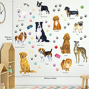 DECOWALL DS-8045 Dogs Wall Decals Stickers Kids Peel and Stick Removable paw décor Print Room Bone Puppy Bedroom Decorations Wallpaper pet Nursery Baby Golden Retrieve Terrier