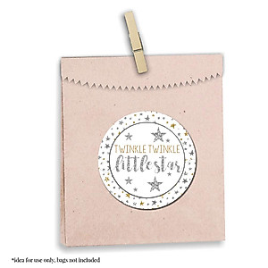 Twinkle Twinkle Little Star Gender Neutral Baby Sprinkle Baby Shower Thank You Sticker Labels, 40 2" Party Circle Stickers by AmandaCreation, Great for Party Favors, Envelope Seals & Goodie Bags