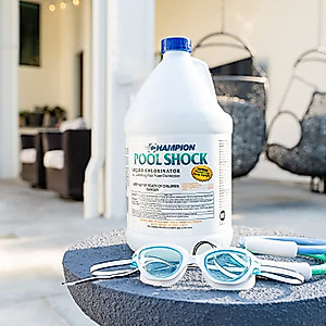 Champion Pool Shock - Ready to Use Liquid Chlorine - Commercial Grade 12.5% Concentrated Strength - 4 Gallon