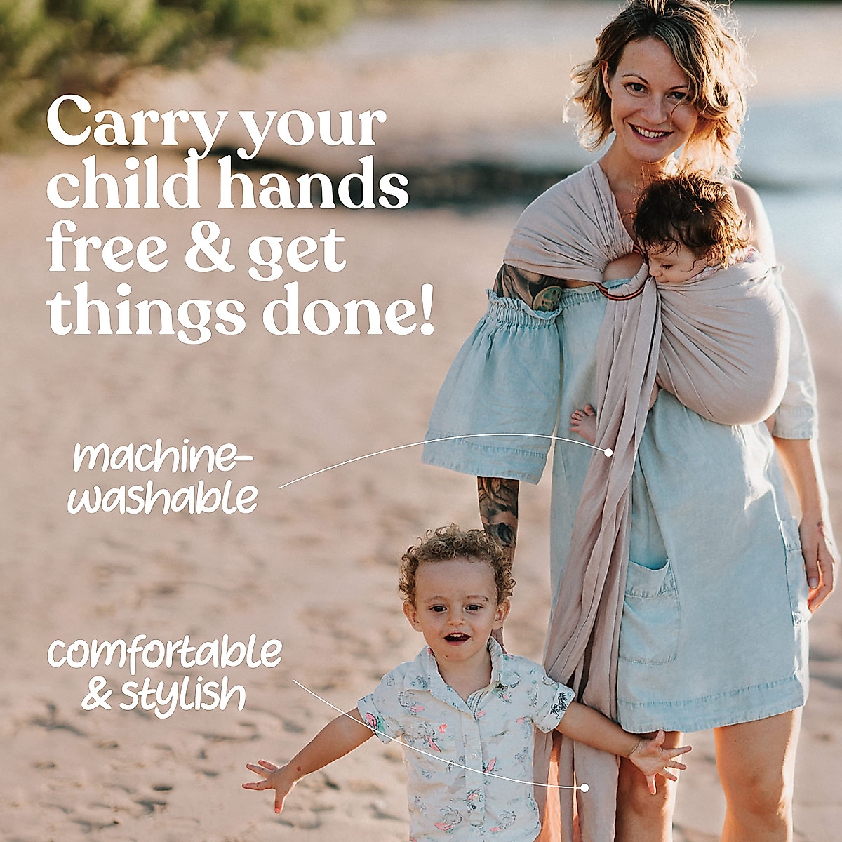 Nalakai Ring Sling Baby Carrier, Soft Linen Baby Sling, Baby Wrap, Comfort, Style, and Giving Back - Carry Your Little One with Love