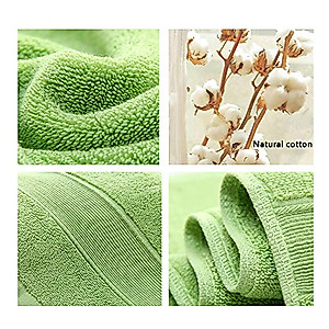 JINGXIN Cotton Face Cloth Thicken Absorbent Washcloths for Daily Use,13.7 x 13.7 Inch,Green,6 Pack