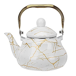 Cabilock 1. 5L Ceramic Enameled Teapot Marble Pear- Shaped Tea Kettle Hot Water Boiling Container for Kitchen Stovetop
