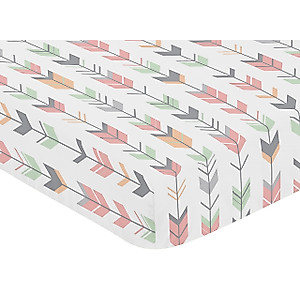 Fitted Crib Sheet for Grey, Coral and Mint Woodland Arrow Baby/Toddler Bedding Set Collection - Arrow Print