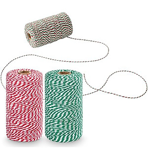 XKDOUS 1476ft 3 Rolls Bakers Twine, 2MM Natural Cotton String for Christmas Craft, Gift Wrapping and Home Decor(3 colors)