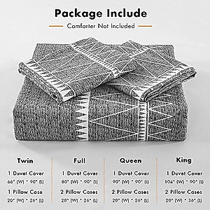 Tokokimo Duvet Cover King Size, Soft Microfiber Boho Aztec Quilt Cover Set Gray Bohemian King Bedding Duvet Cover Sets with Zipper Closure Corner Ties
