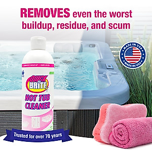 Quick N Brite Heavy Duty Hot Tub Cleaner Kit - Non-abrasive Cleaning Gel with Sponge and Cloth, 16 oz. (Packaging May Vary)