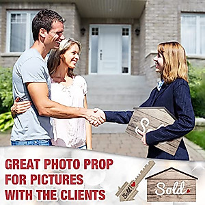 SweetMind 2 Pieces Real Estate Sold Signs, Wooden Double-Sided Social Media Photo Props, We Said Yes to the Address House Shaped and Home Sweet Home Key Shaped Wood Decor Closing Gift for Homeowner Realtor