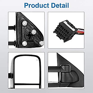 ECCPP Towing Mirrors Replacement fit for 2014-2018 for Chevy for GMC for Silverado for Sierra 1500 2015-16 2500 HD 3500 HD Power Heated Mirrors