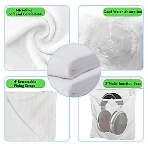 Ruikyhom Lounge Chair Towel Cover, Beach Chair Cover with Pockets, Chaise Lounge Cover for Pool Beach Garden Courtyard and Trips, 85 x30 in Soft Absorbent Pool Chair Cover, White