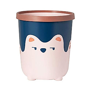 Hemoton Trash Can Plastic Garbage Can Cute Round Wastebasket Trash Bin Waste Container for Home Kitchen Bathroom Office Pink Blue
