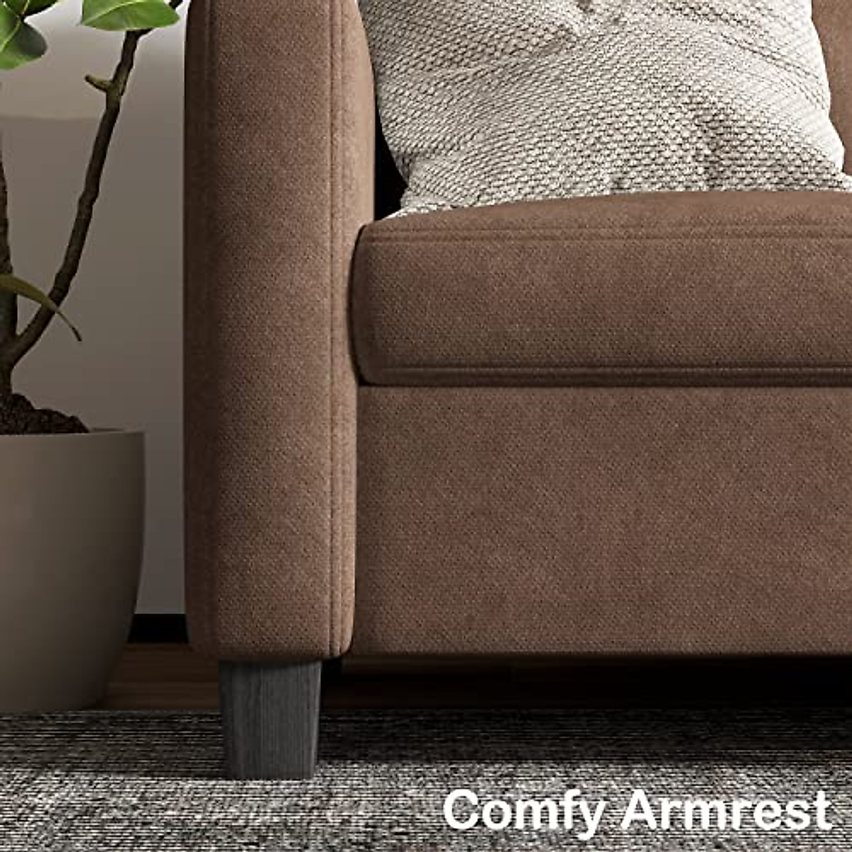 YESHOMY Convertible Sectional Sofa with Comfortable Backrest,L-Shaped Couch with Modern Cotton Fabric for Living Room, Brown