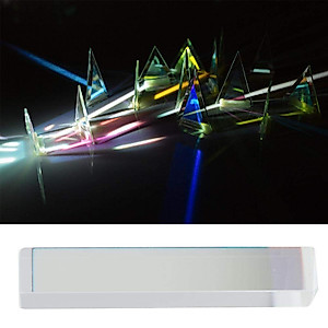 Optical Glass Prism, K9 Optical Glass Triangle Prism Right Angle Prism for Physics Teaching Tools(15x15x87mm)