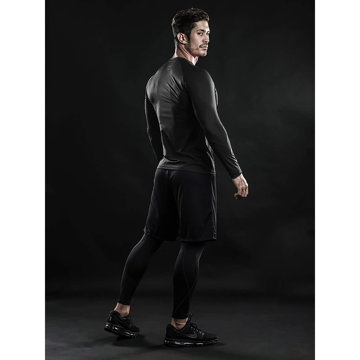 DRSKIN 3 Pack Men's Compression Shirts Top Long Sleeve Sports Baselayer Workout Running Athletic Gym (Round SBB01 3P, L)