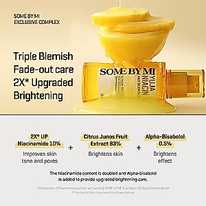 SOME BY MI Yuja Niacin Anti Blemish Serum - 1.69Oz, 50ml - Made from 10% Niacinamide and 83% Yuja Essence - Advanced Skin Brightening and Blemish Care Serum for Dull-Looking Skin - Korean Skin Care