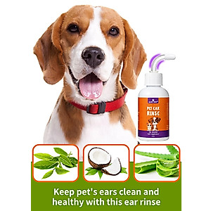 GJYC PET Dog Ear Cleaner-Ear Rinse & 100pcs Dog Ear Wipes & 30 Cotton Swabs Dog Ear Inflammation Therapy for Itch Relief, Soothe Ear Inflammation, Removes Wax, Odor