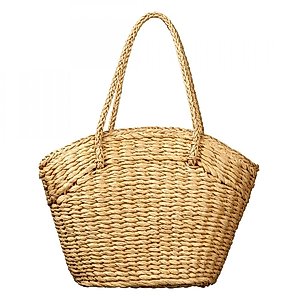 Simcat Straw Beach Bag Weave Shoulder Bag Summer Tote Handbags Woven Top Handle Shoulder Bag for Women Girls Holiday Travel (light brown)