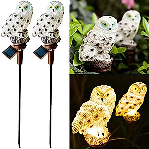 Solar Owl Garden Light, Outdoor Solar Powered Owl Stake Lights 2 Pack for Walkway Yard Lawn Landscape Lighting (Owl)