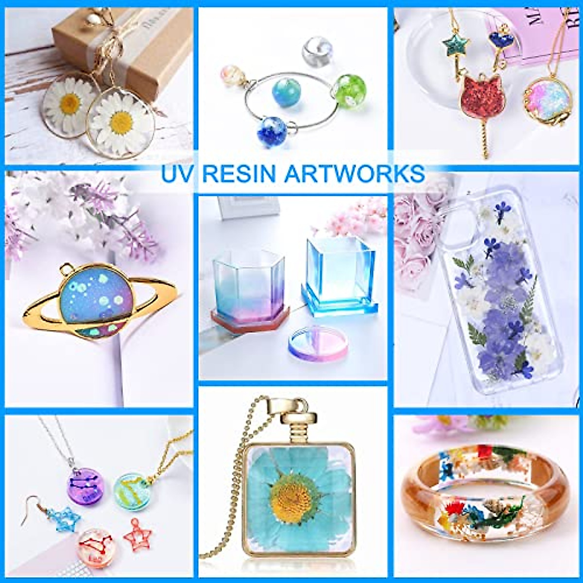 UV Resin 300g - Upgraded UV Resin Kit, Hard Type Crystal Clear Ultraviolet Curing UV Epoxy Resin for Craft Jewelry Making