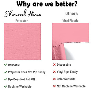 Shamrock Home 6ft Fitted Tablecloth Elastic Rectangle Table Cover, Table Cloth, Fitted Table Covers for 6 Foot Tables, Picnic Table Cover Indoor Outdoor, Washable 72x30 inch, Pink