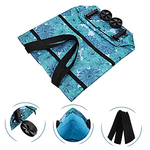 SHOWERORO Foldable Shopping Bag Wheel Oxford Fabric Large Capacity Groceries Shopping Bag Storage Pouch
